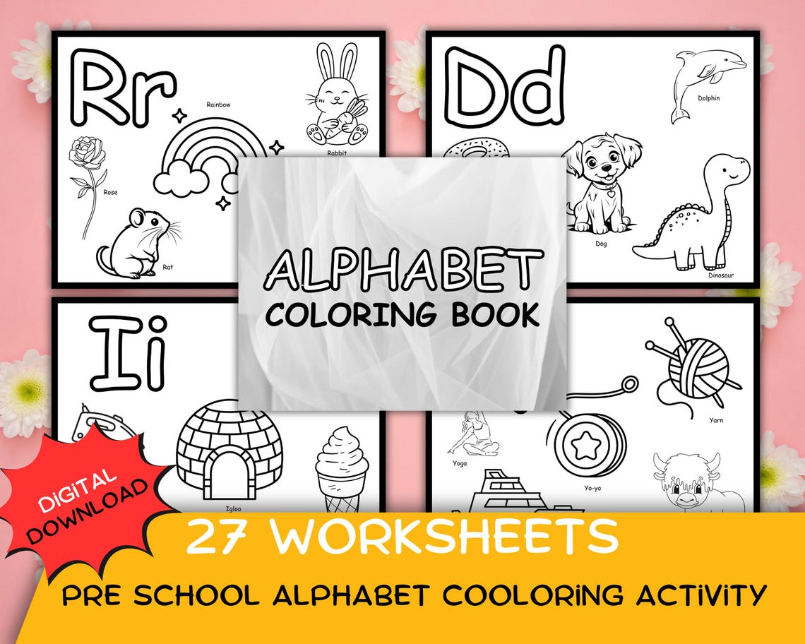 Printable Alphabet Coloring Book | Pre-school Activity Book | 27 ...