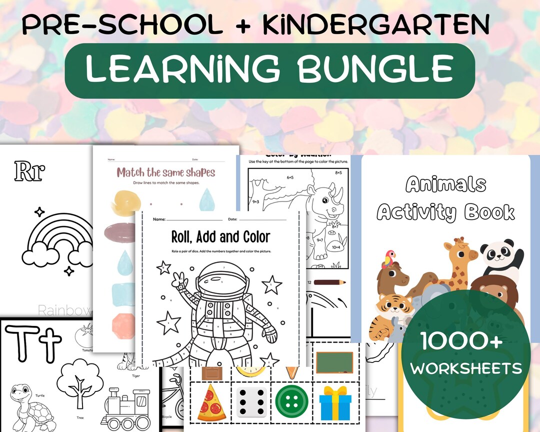 Bundle of 1000 Pre-school Kindergarten Activity Worksheets Includes ...