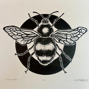 Bee Linocut Art Print - Etsy