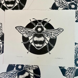 Bee Linocut Art Print - Etsy