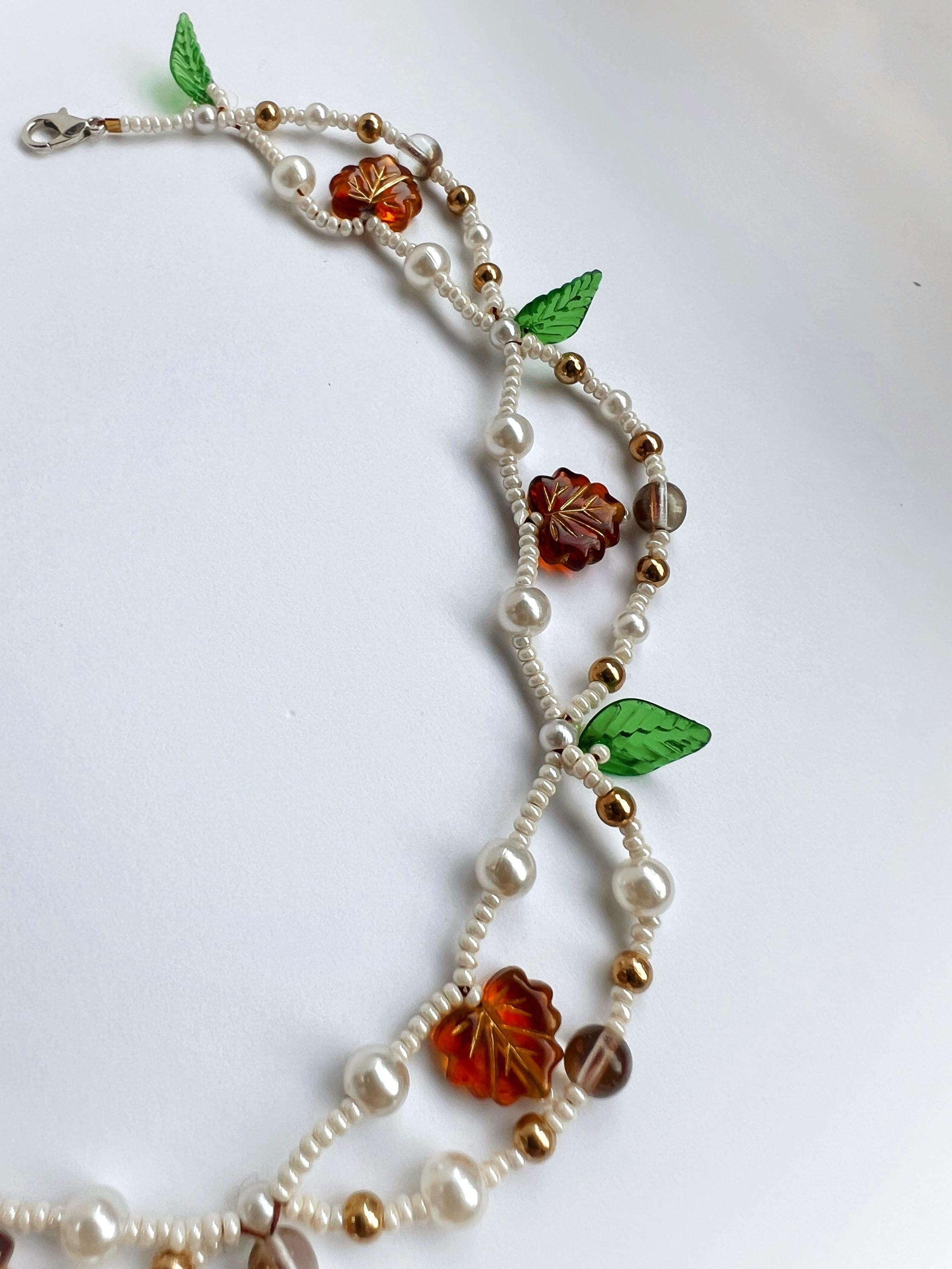 Dreamy Cottagecore Leaf Necklace Handmade Fairy Jewelry Floral Leaves ...