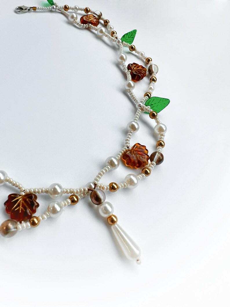 Dreamy Cottagecore Leaf Necklace Handmade Fairy Jewelry Floral Leaves ...