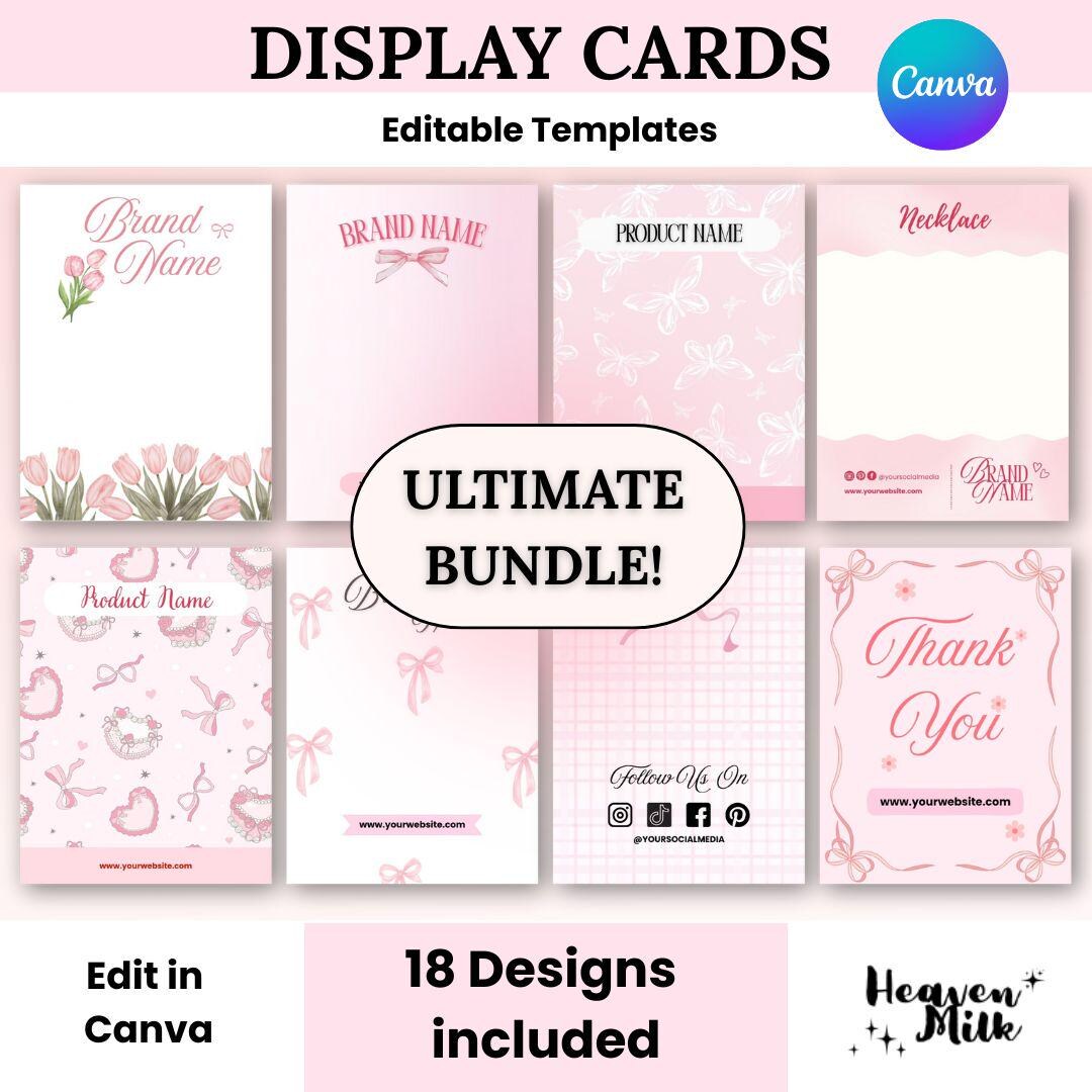 Coquette Pink Display Card Templates: Girly Small Business Branding ...