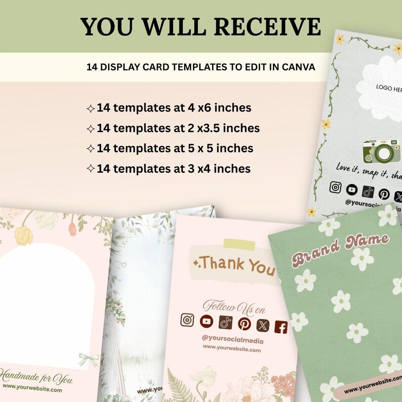 Cottagecore Display Card Templates: Jewelry and Keychain Packaging ...