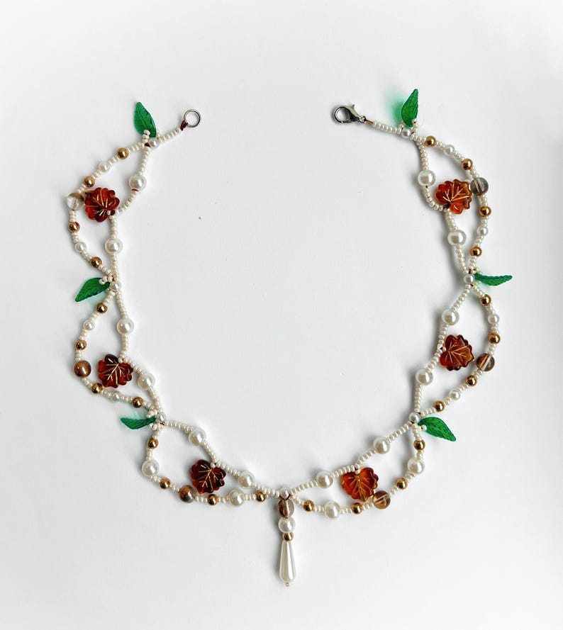 Dreamy Cottagecore Leaf Necklace Handmade Fairy Jewelry Floral Leaves ...