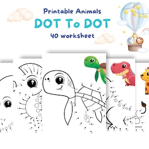 Animal Dot to Dot Worksheets for Kids | Printable 50-dot Activity Pages ...