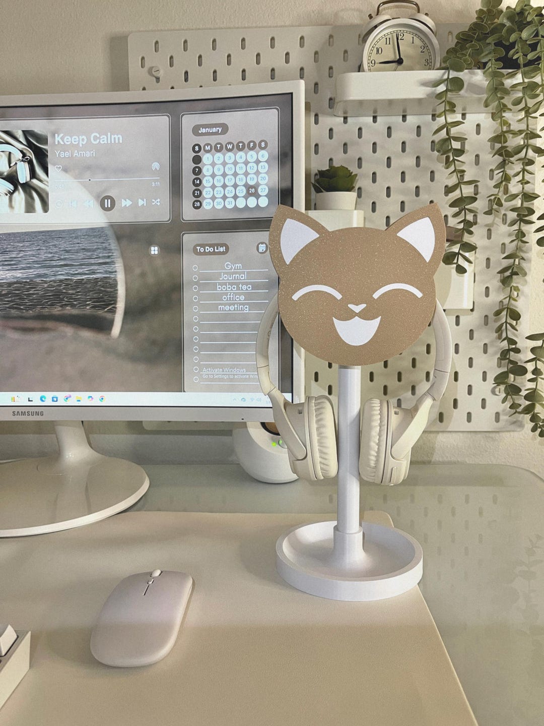 Cute Cat Headphone Stand for Gamer Girl, Desk Accessory, Unique 3d ...
