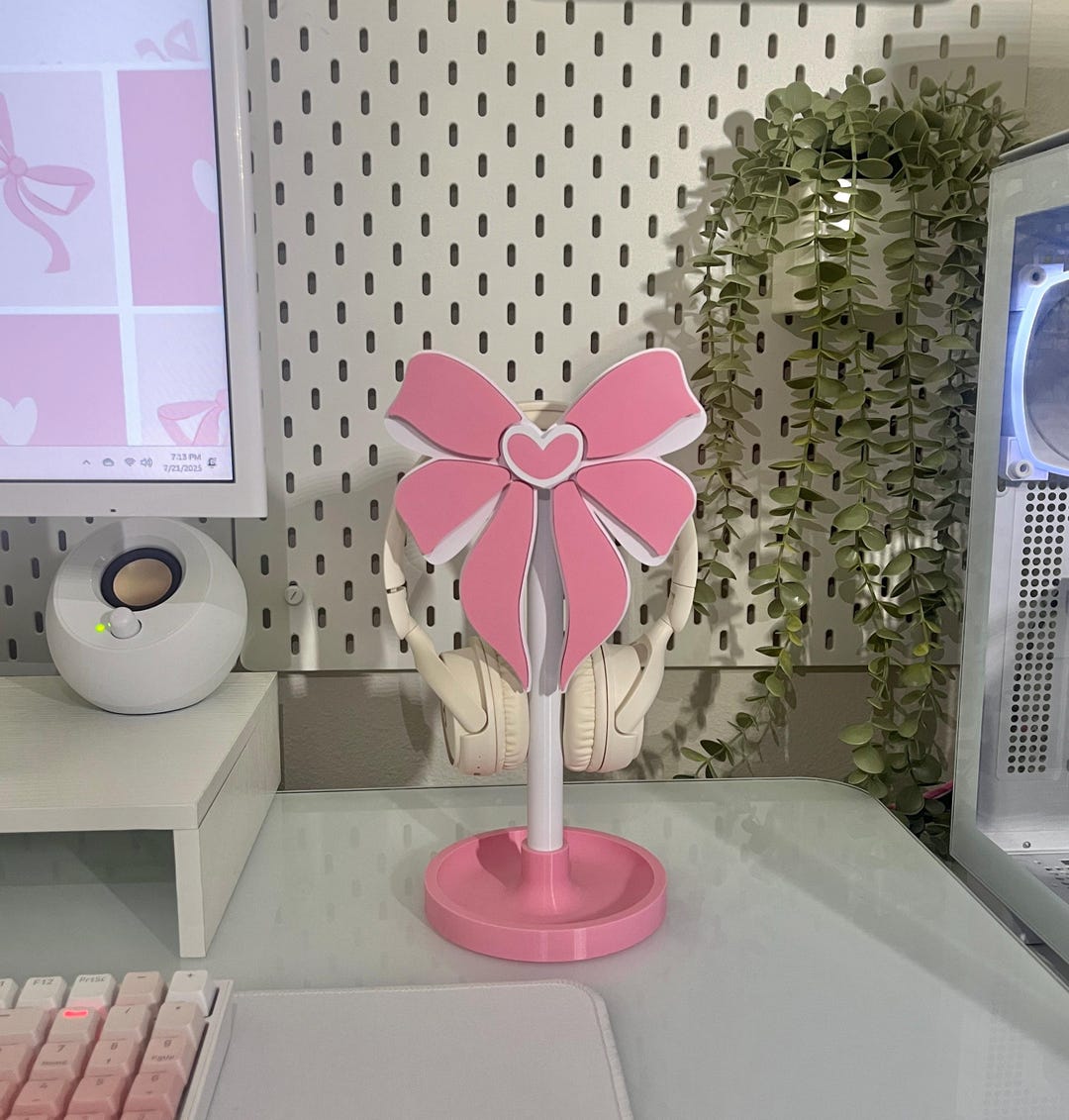 Coquette Headphone Stand: 3D Printed Pastel Pink Bow Desk Decor - Etsy