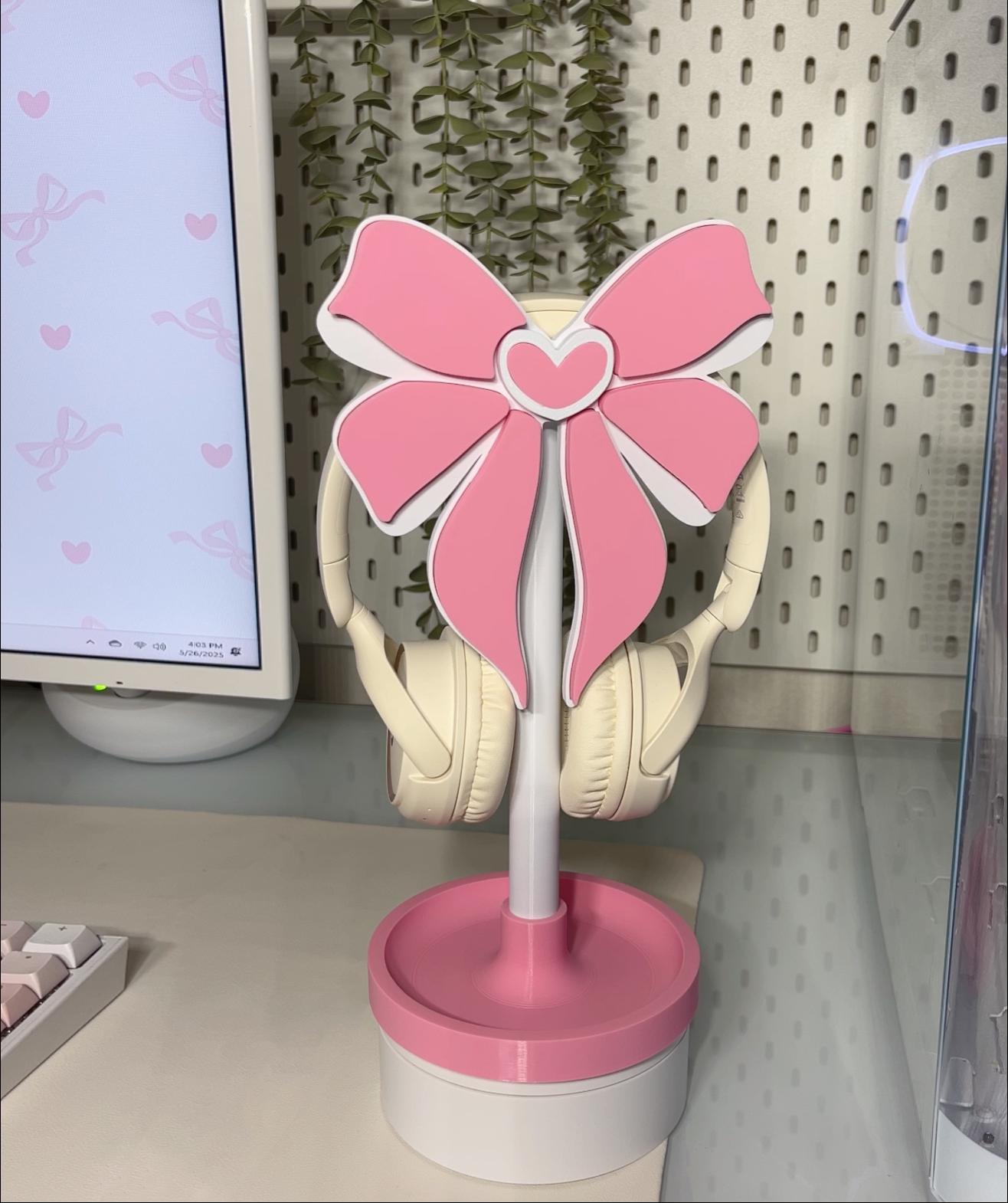 Coquette Headphone Stand: 3D Printed Pastel Pink Bow Desk Decor - Etsy