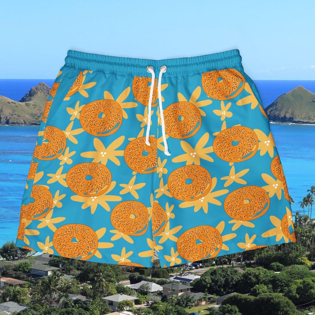 Tropical Hawaiian Print Swim Shorts: Unisex Summer Beach Wear - Etsy