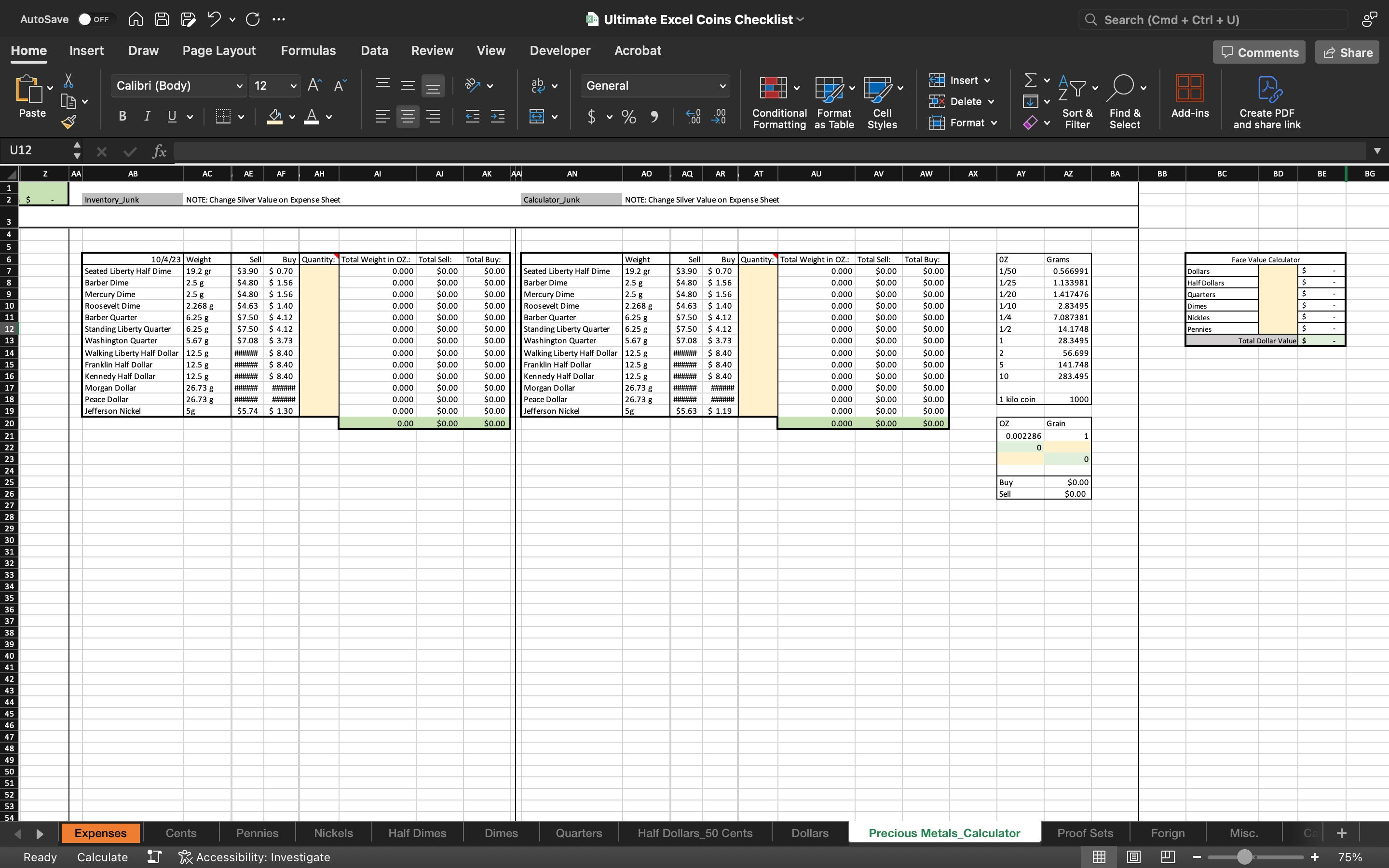 Ultimate Excel Coins Checklist - Etsy