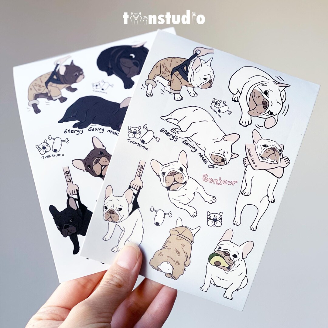 French Bulldog Stickers, Sticker Sheets A6, Frenchie Sticker Set, Dog ...