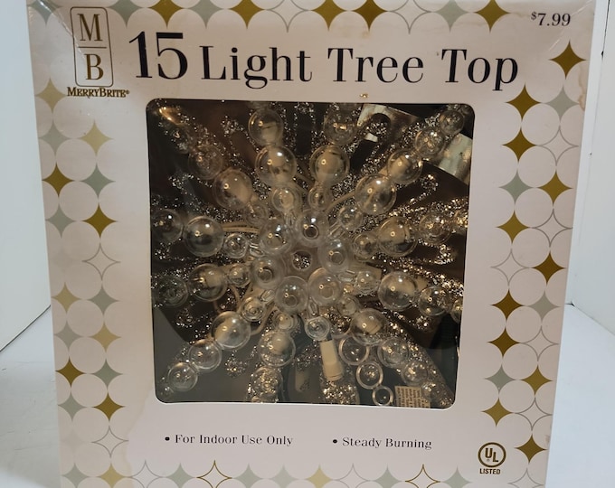 Merrybrite 15 Light Snowflake Tree Topper Clear Bubble Glitter Steady ...