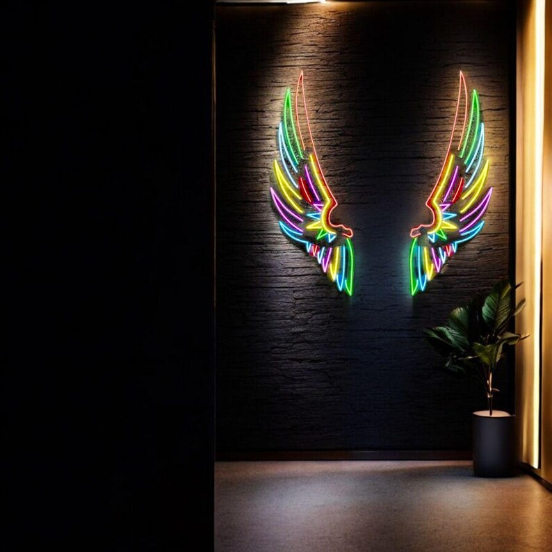 Special Color and Design Gorgeous Neon Angel Wing Sign, Angel Wing ...