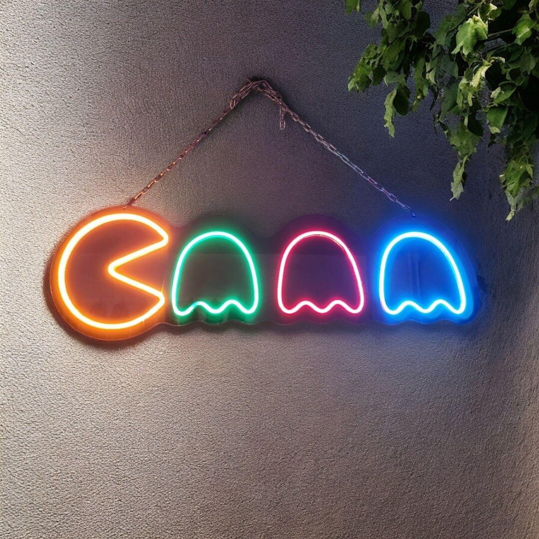 Pacman Neon Sign, Gift for Kids Playroom Wall Decor Neon Sign, Neon ...