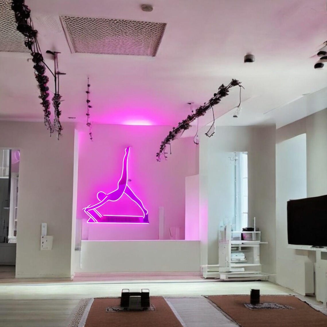 Pilates Woman Figure Neon Sign, Gym Neon Sign, Gymnastics Sign ...