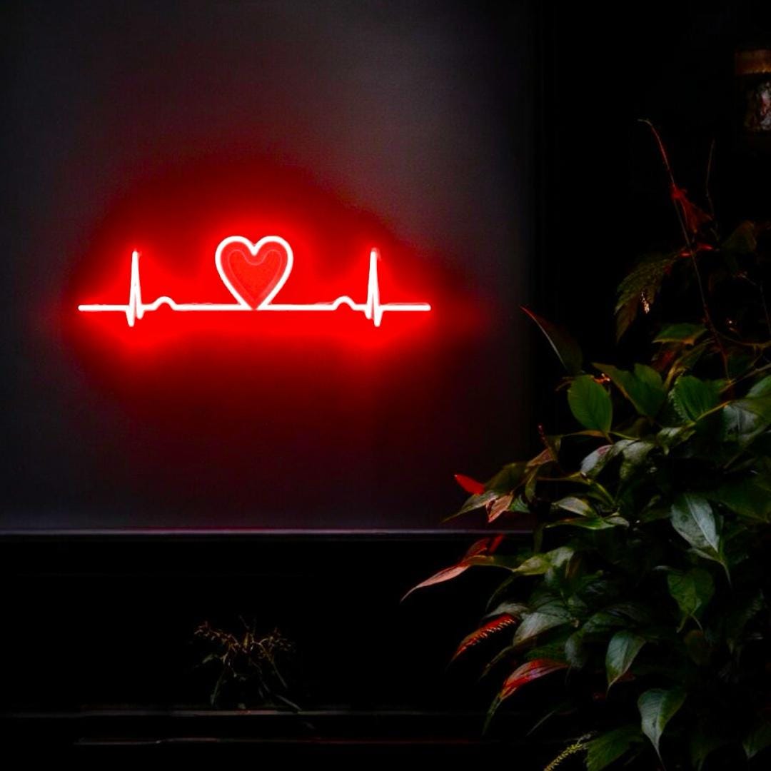 Heart and Heart Rhythm Neon Sign, Custom Made Gorgeous Design Heart ...