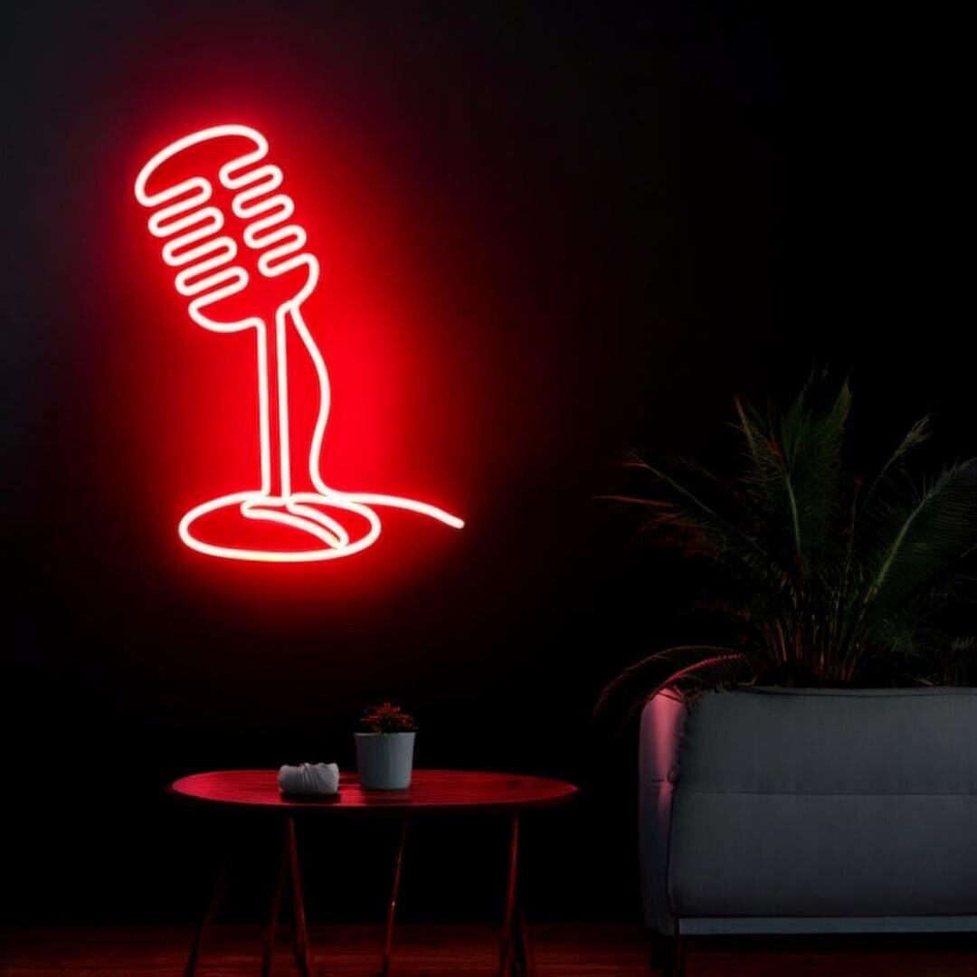 Karaoke Neon Sign, Microphone Sign, Live Music Hall Decor, Perfect for ...