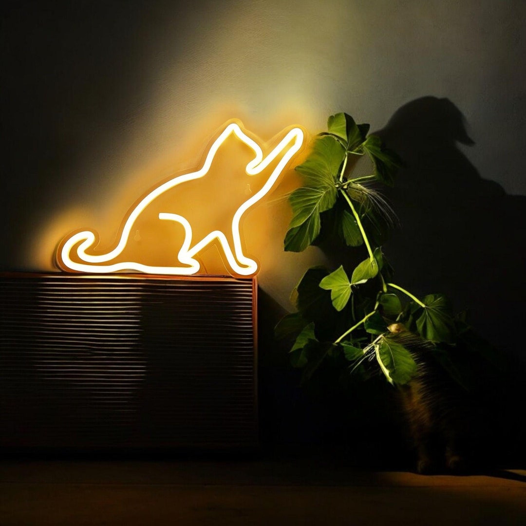 Cat Neon Sign, Cat Wall Decor, Animal Shelter Illuminated Sign, Neon ...