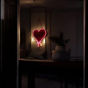 Dripping Heart Neon Sign, Bleeding Heart Sign, Gift for Lover, Ramontic ...
