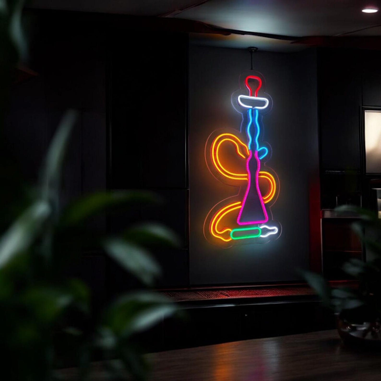Hookah Neon Sign, Hookah Lighted Sign, Hookah Wall Decor, Cafe Decor ...