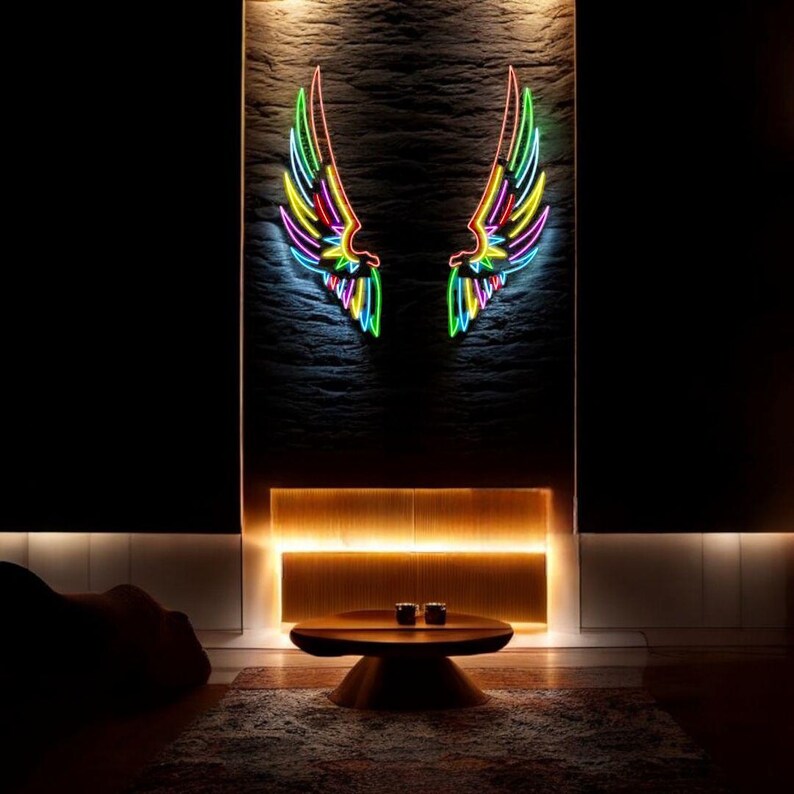 Special Color and Design Gorgeous Neon Angel Wing Sign, Angel Wing ...