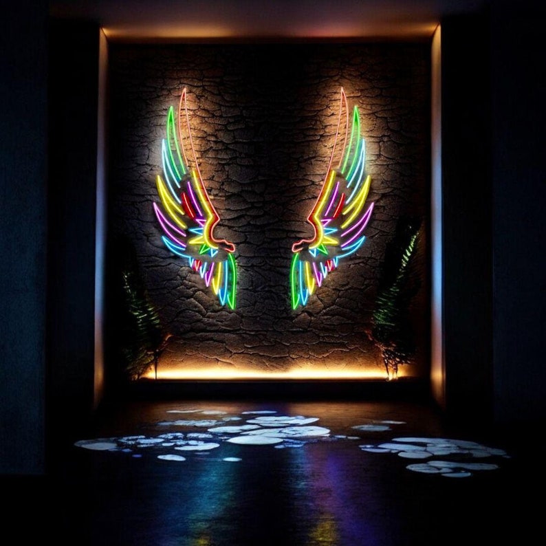 Special Color and Design Gorgeous Neon Angel Wing Sign, Angel Wing ...
