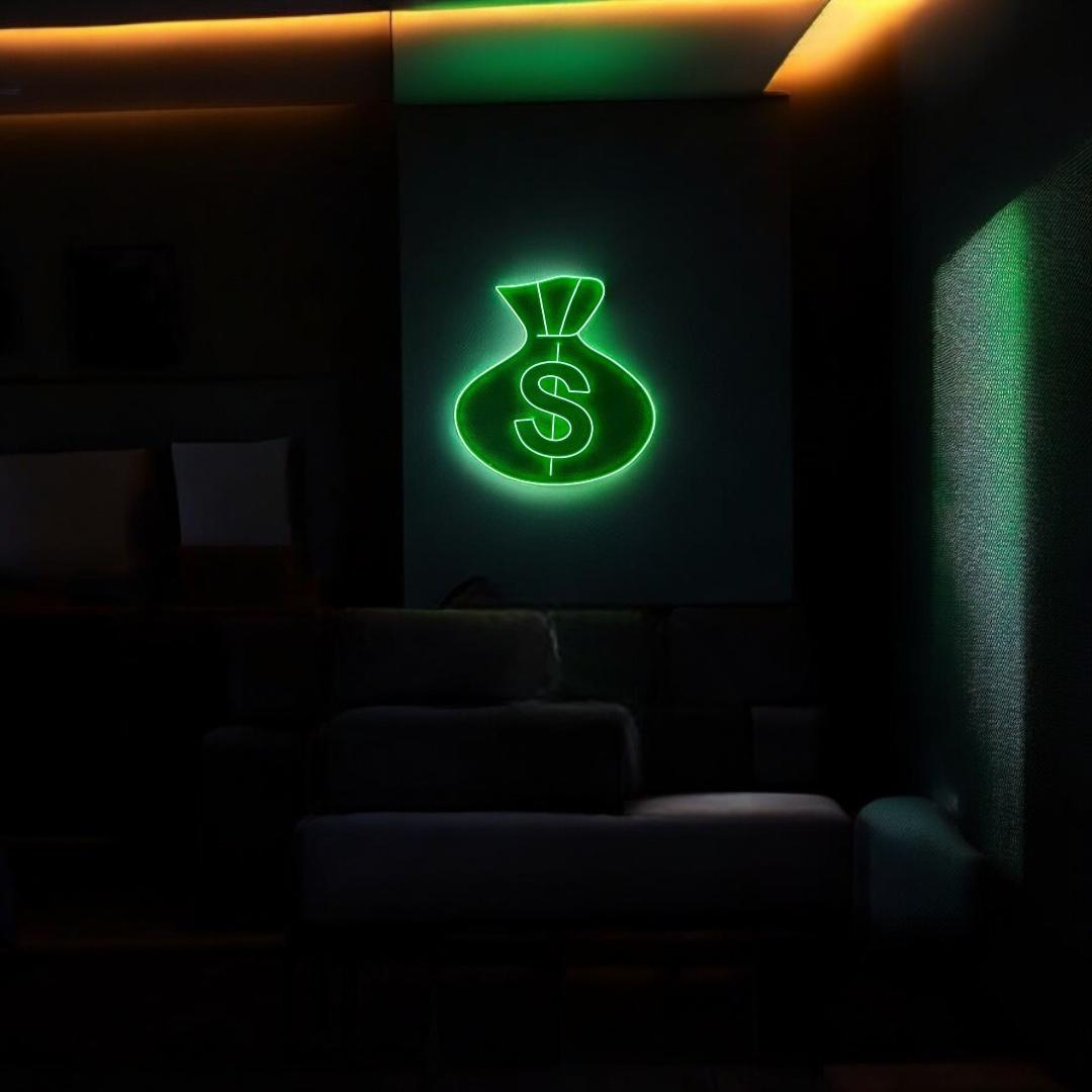 Bag Full of Money Neon Sign, Money Bag, Rich Neon Sign Dollar Sign Neon ...