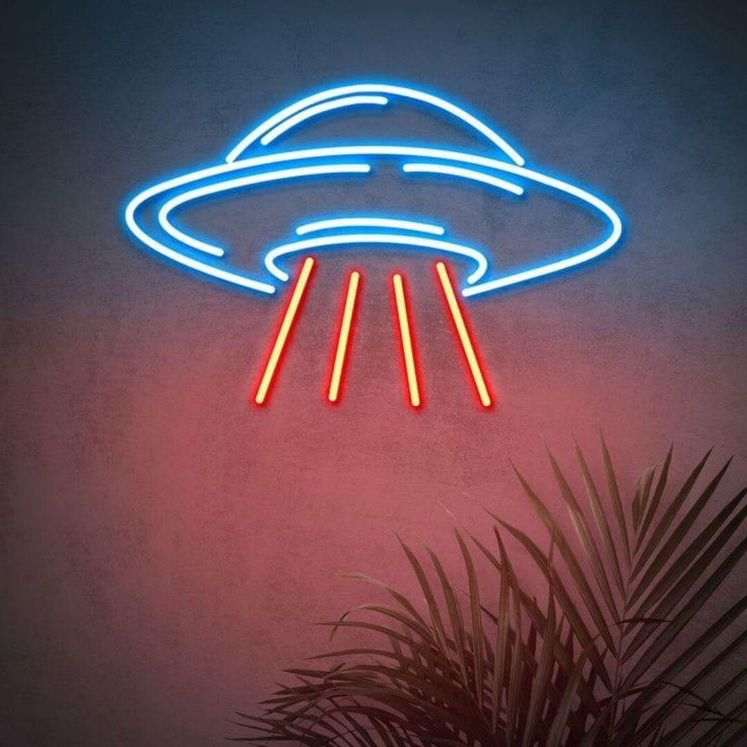 UFO NEON Sign UFO Sign, Flying Circle Shape Neon Light Decorations ...