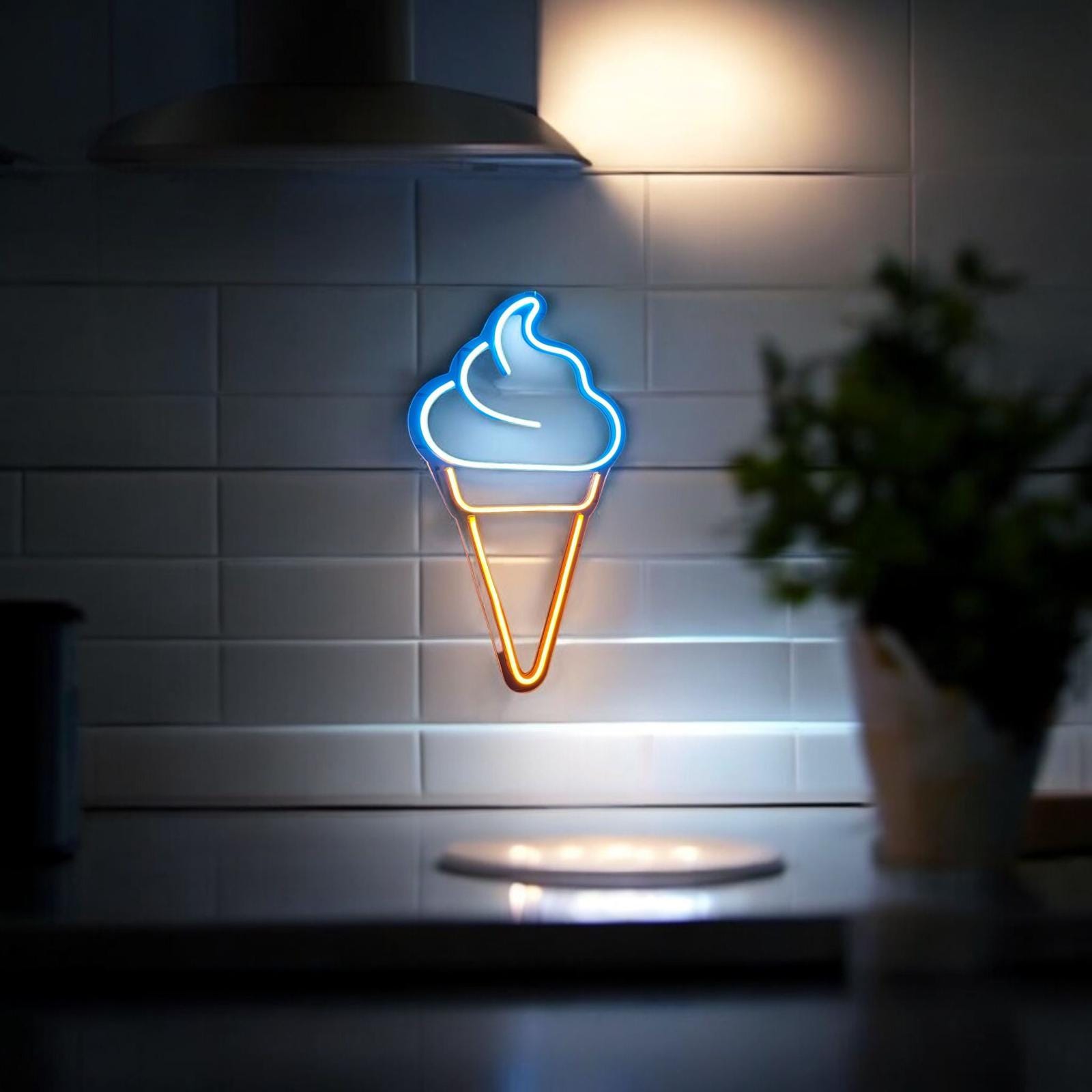 Ice Cream Neon Sign, Ice Cream Shop Decor, Ice Cream Cone Artwork ...