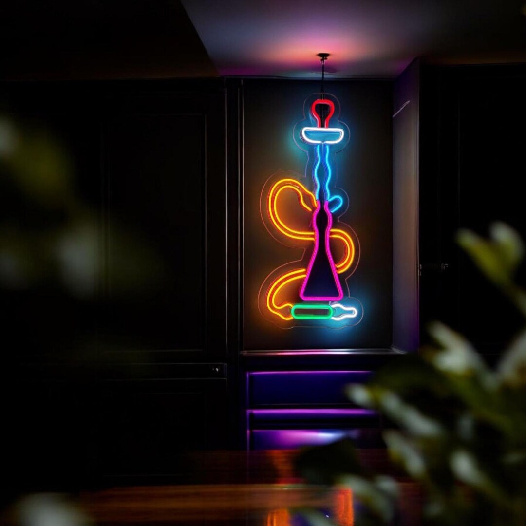Hookah Neon Sign, Hookah Lighted Sign, Hookah Wall Decor, Cafe Decor ...