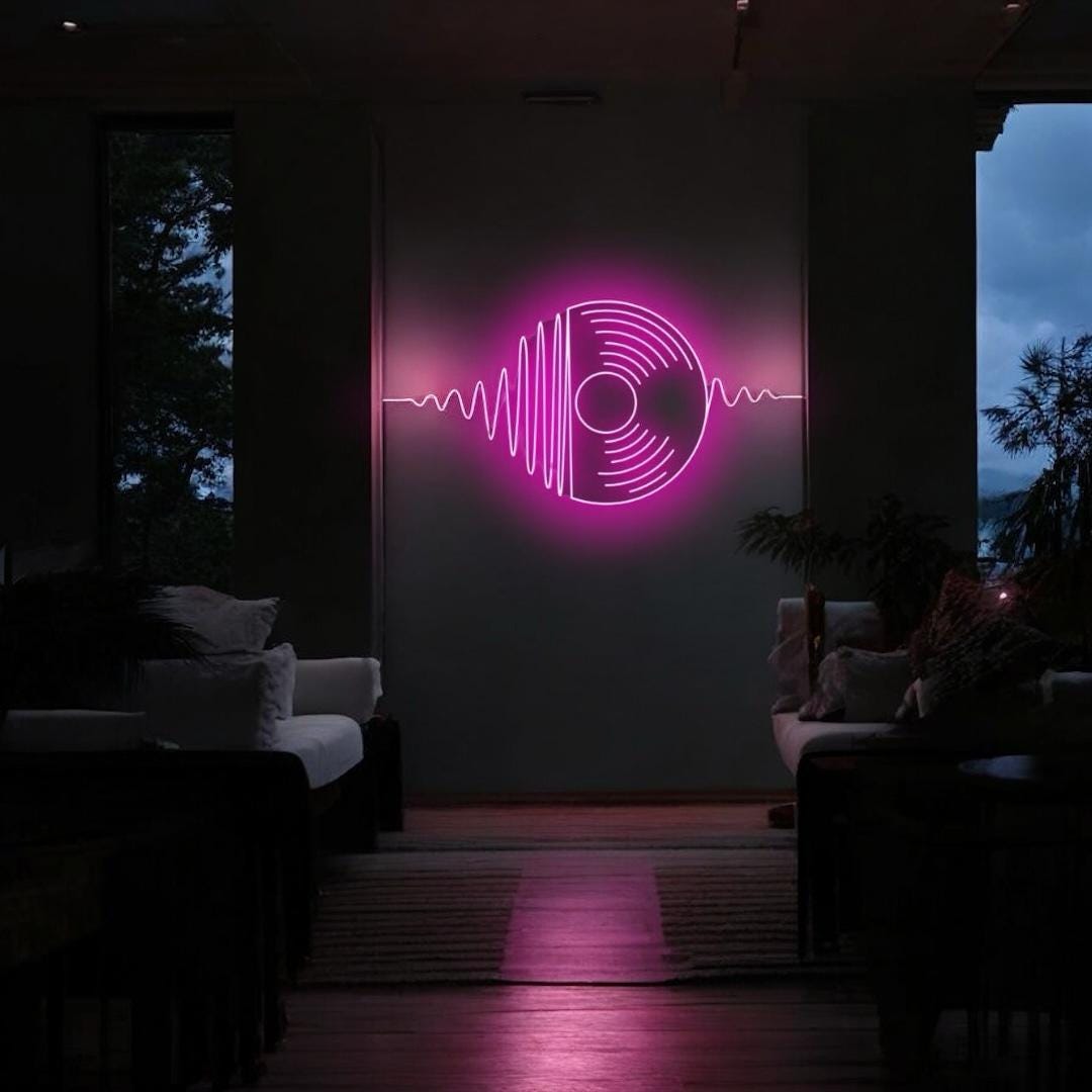Vinyl Music Record Neon Sign, 90s Record Led Sign, Custom Neon Sign ...