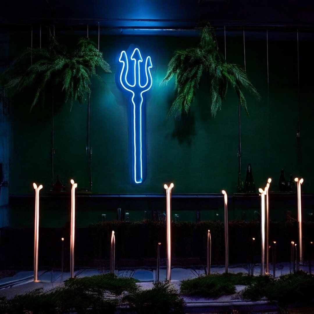 Spear Neon Sign, Devil Spear Neon Sign, Spear Wall Decor, Devil Wall ...