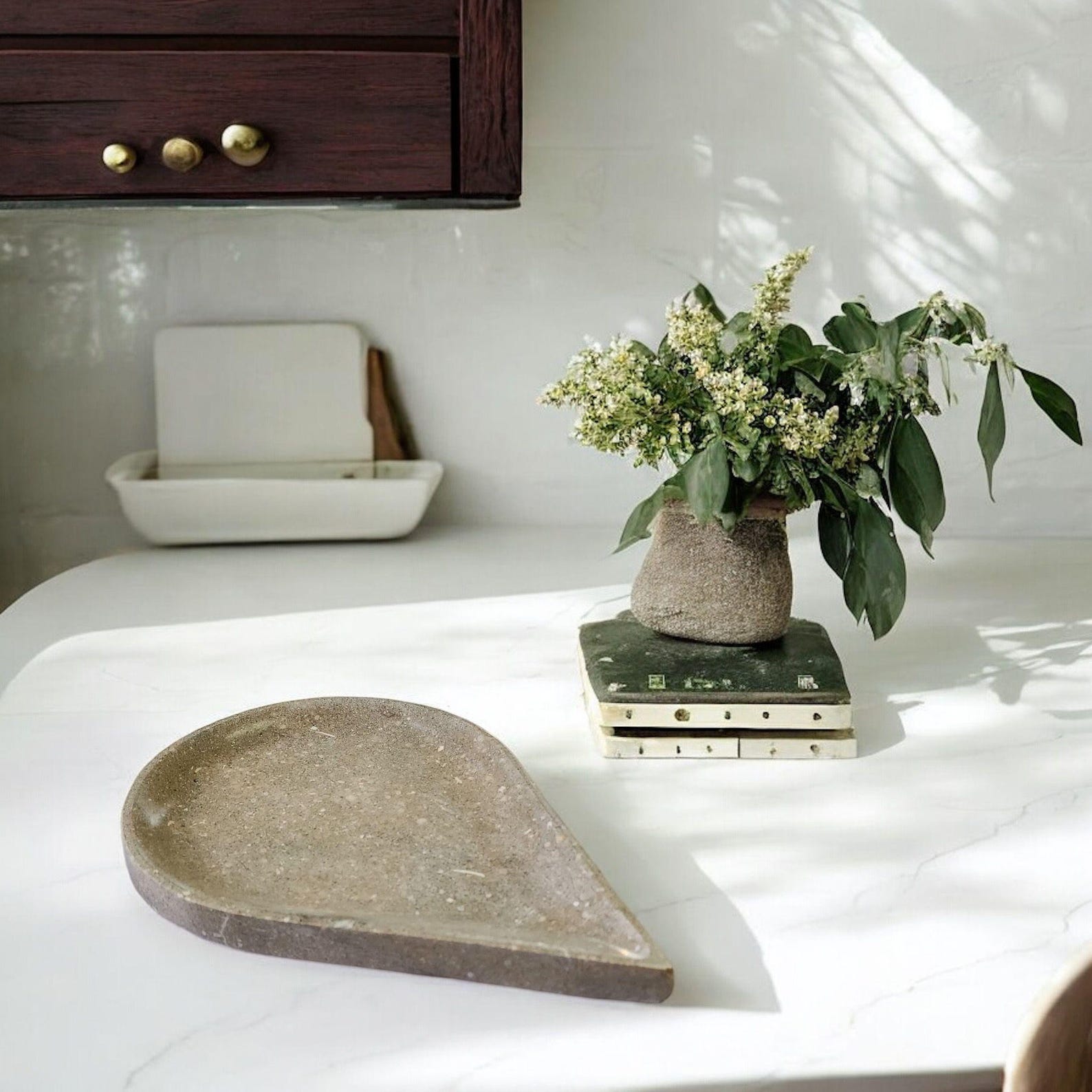 Rustic Green Marble Plate in the Shape of a Drop, a Stylish Looking ...