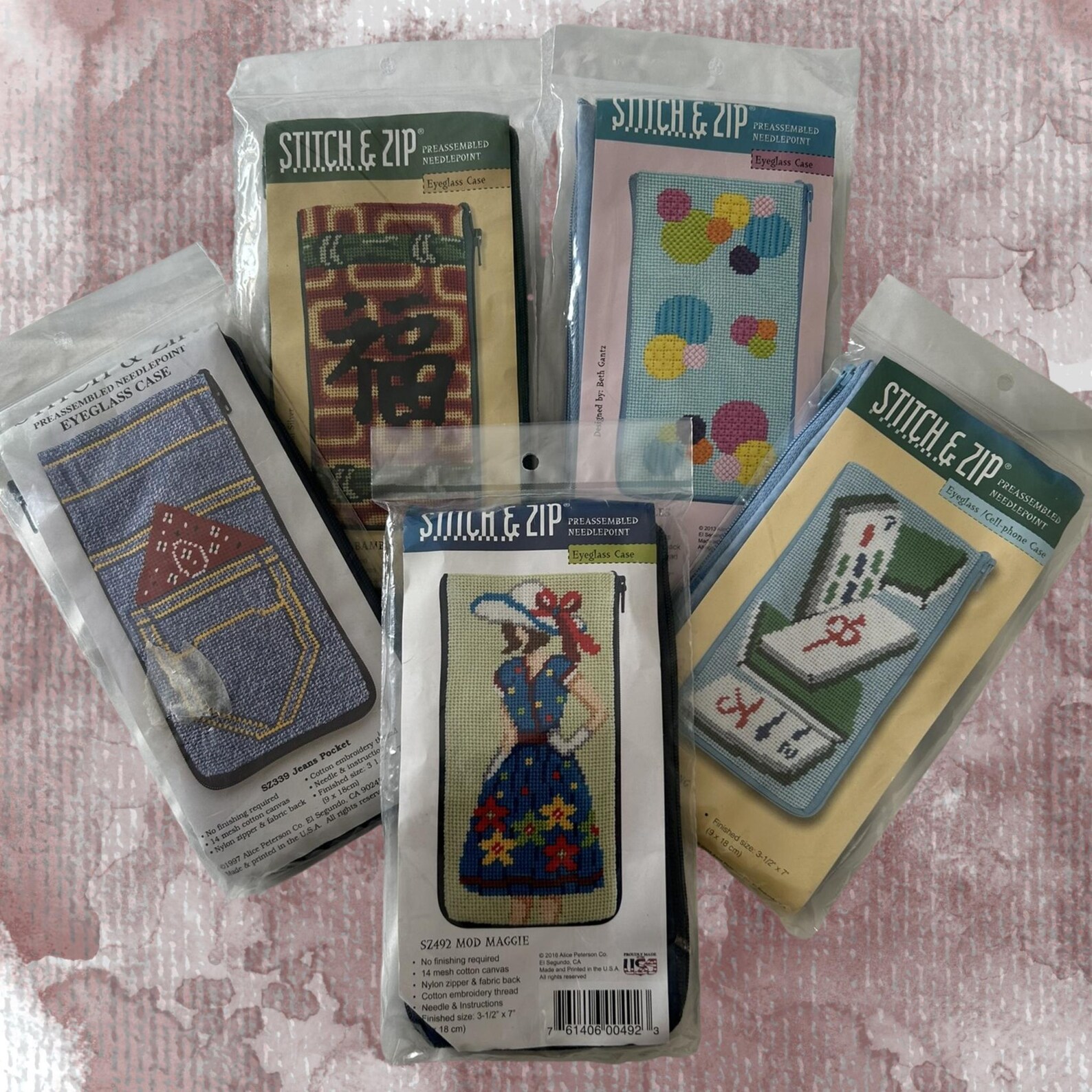 Stitch & Zip Preassembled Needlepoint Kits - Eyeglass Case or Cell ...