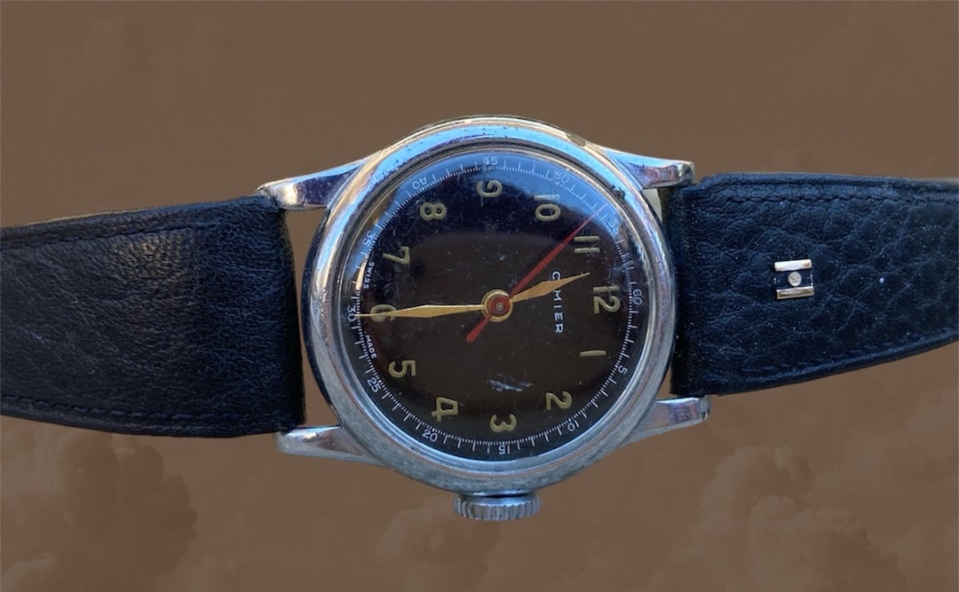 Vintage CIMIER Black Face Men's Watch With HIRSCH Band - Etsy