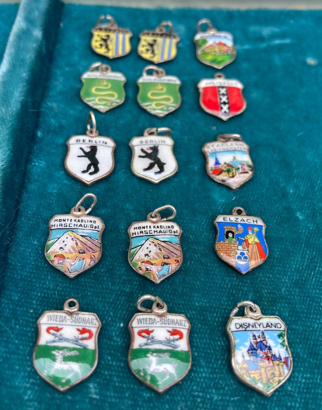 Vintage Enamel Travel Shield Charms **800 Silver** Sold Separately - Etsy