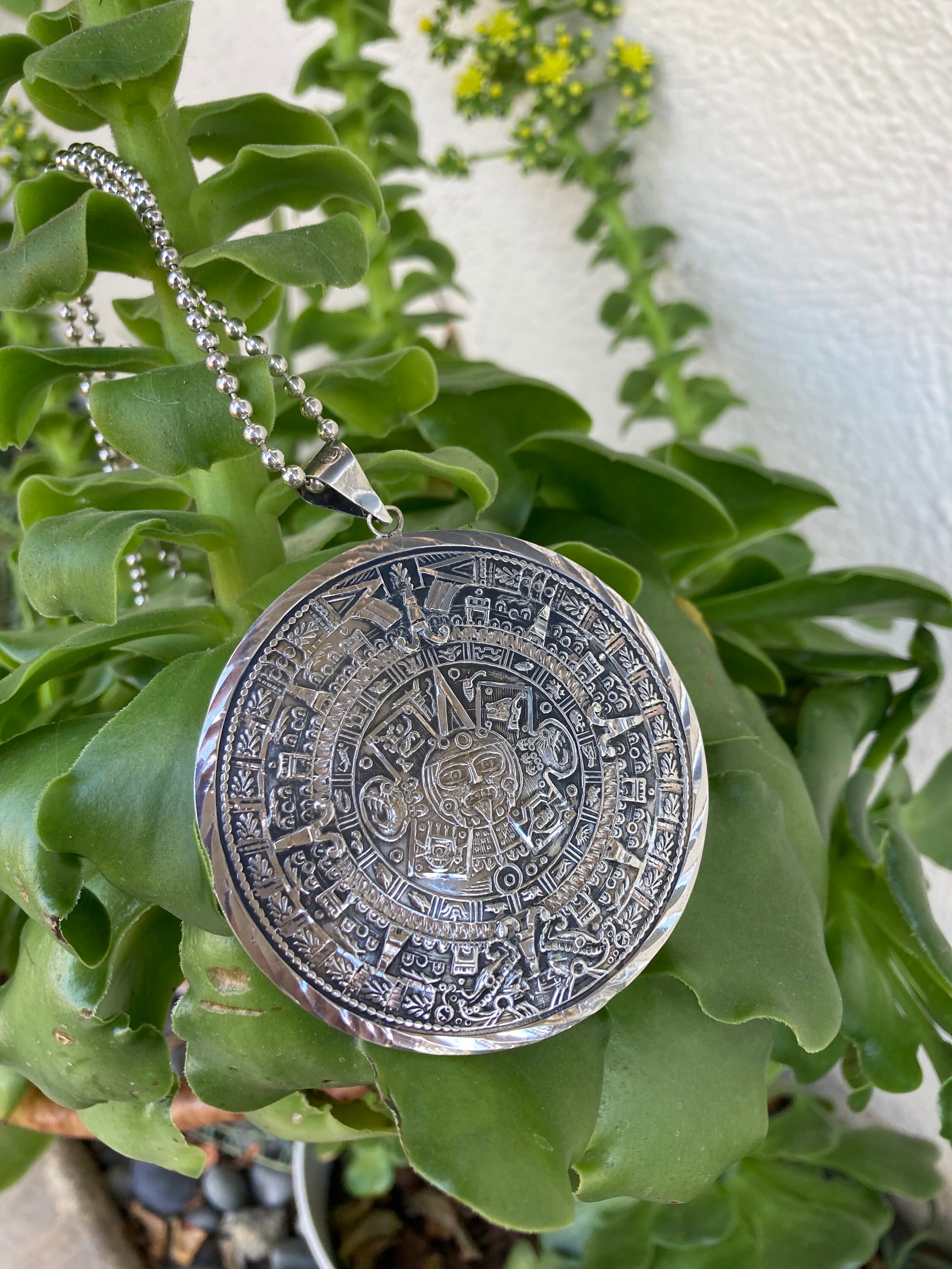 HUGE Vintage Mexican MAYAN Calendar Pendant Necklace - Etsy