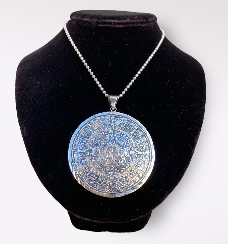 HUGE Vintage Mexican MAYAN Calendar Pendant Necklace - Etsy