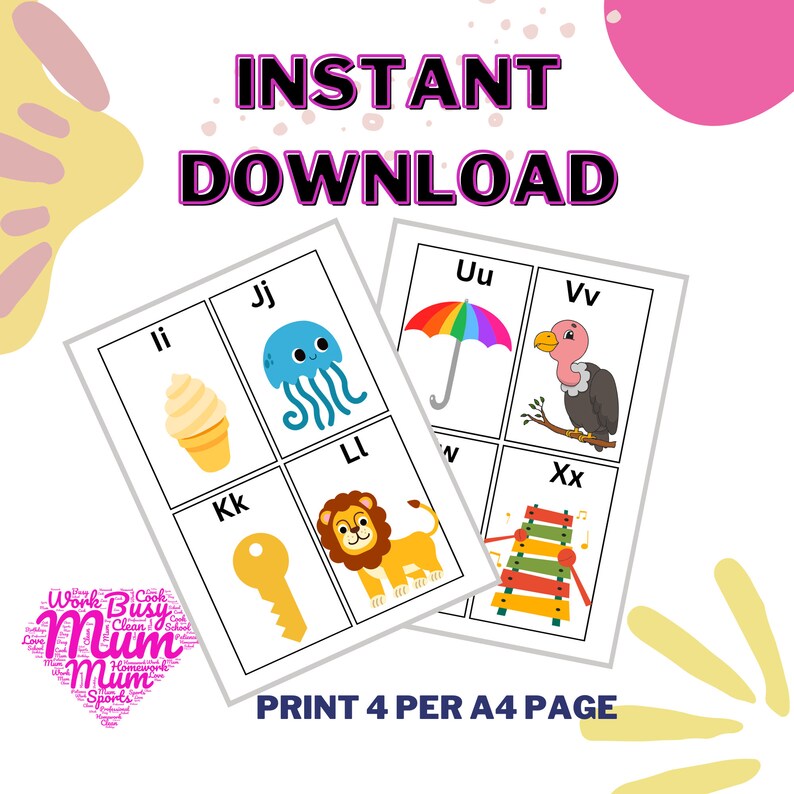 26 ABC Flash Cards, Educational Cards, A-Z Cards, Learn Abcs, Alphabet ...