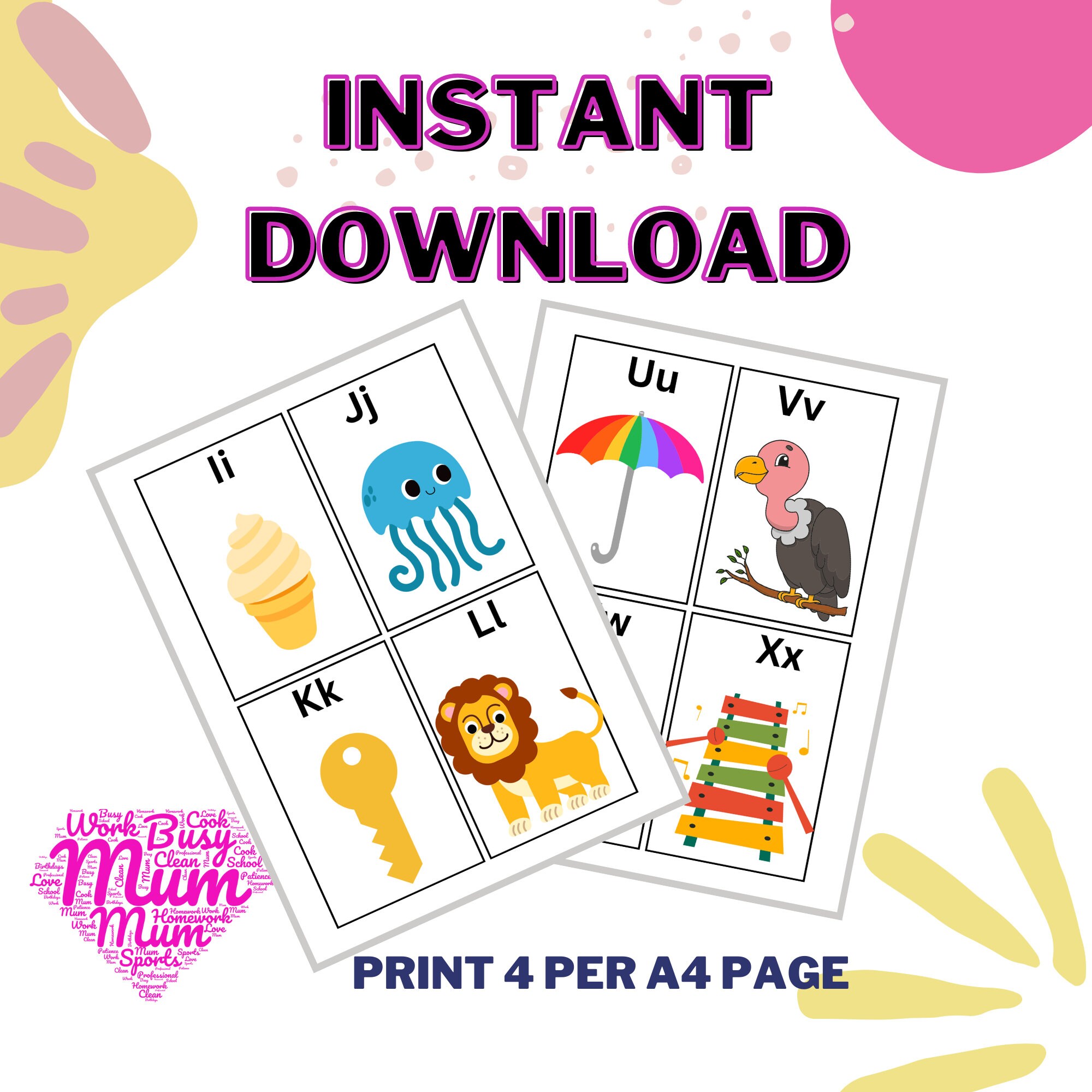 26 ABC Flash Cards, Educational Cards, A-Z Cards, Learn Abcs, Alphabet ...