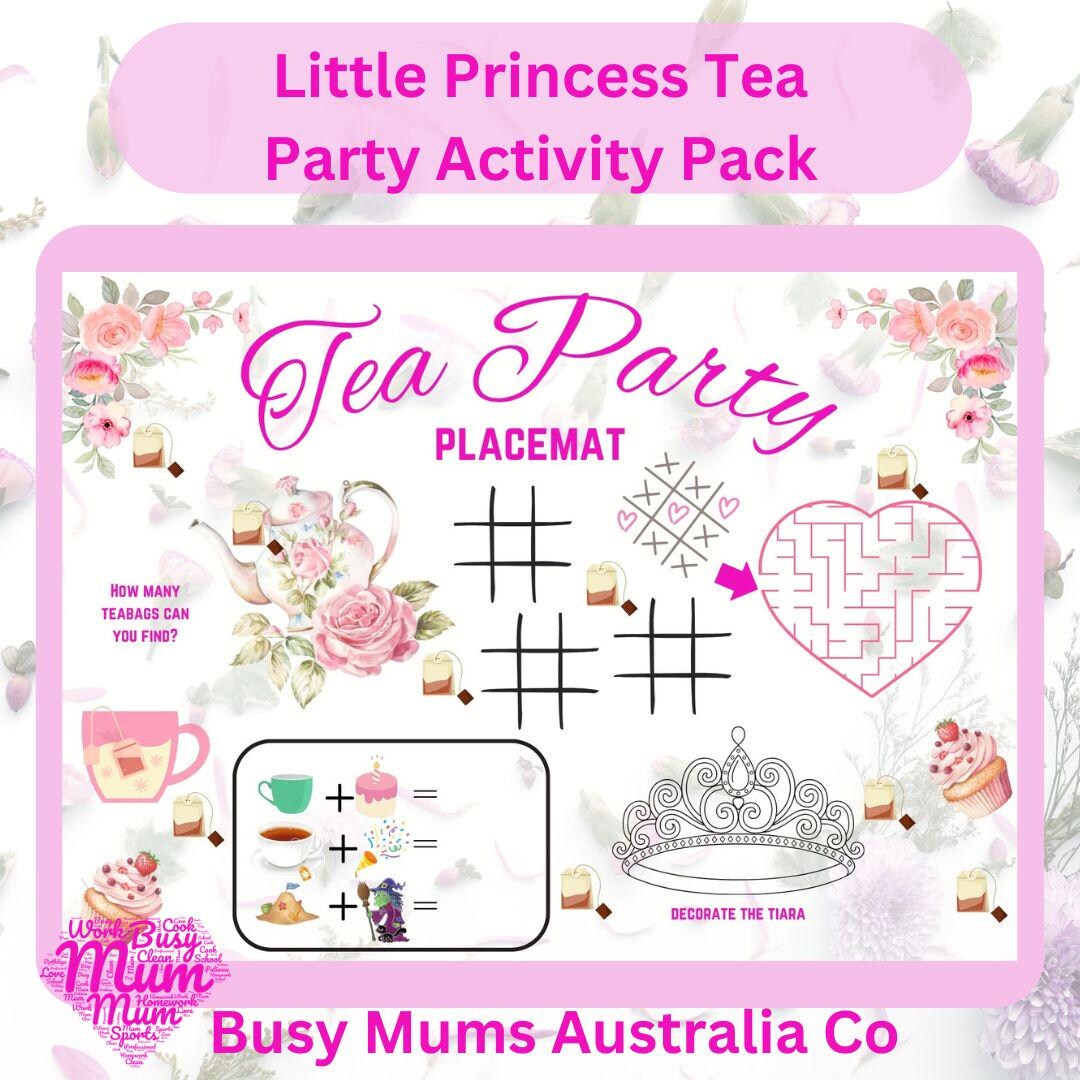 Kids Tea Party Activity & Coloring Sheet, Tea Party Games, Princess ...