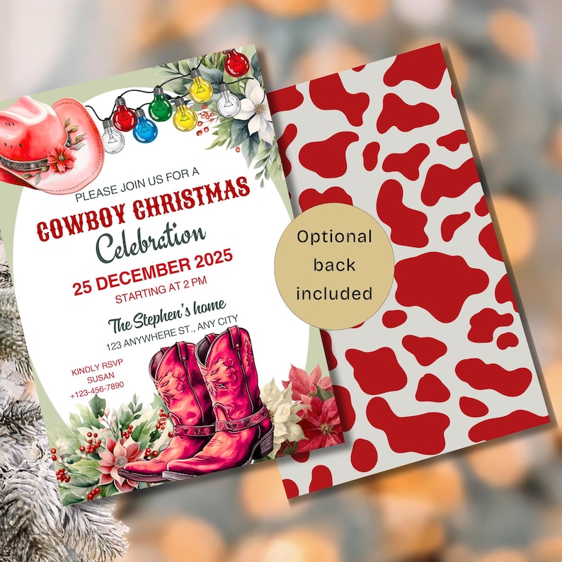 Cowboy Christmas Party Invitation, Rustic Western Boots (editable ...