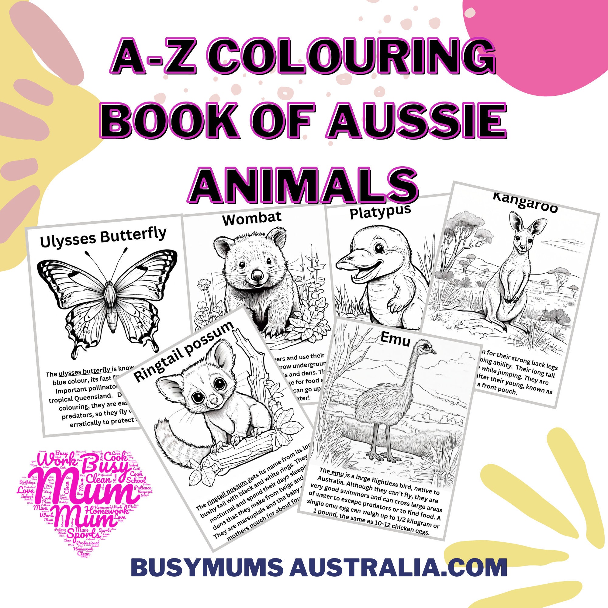 Printable A to Z Australian Animals Coloring Book | Educational Fun ...