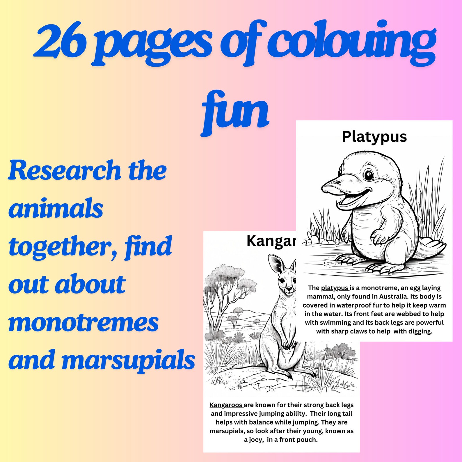 Printable A to Z Australian Animals Coloring Book | Educational Fun ...