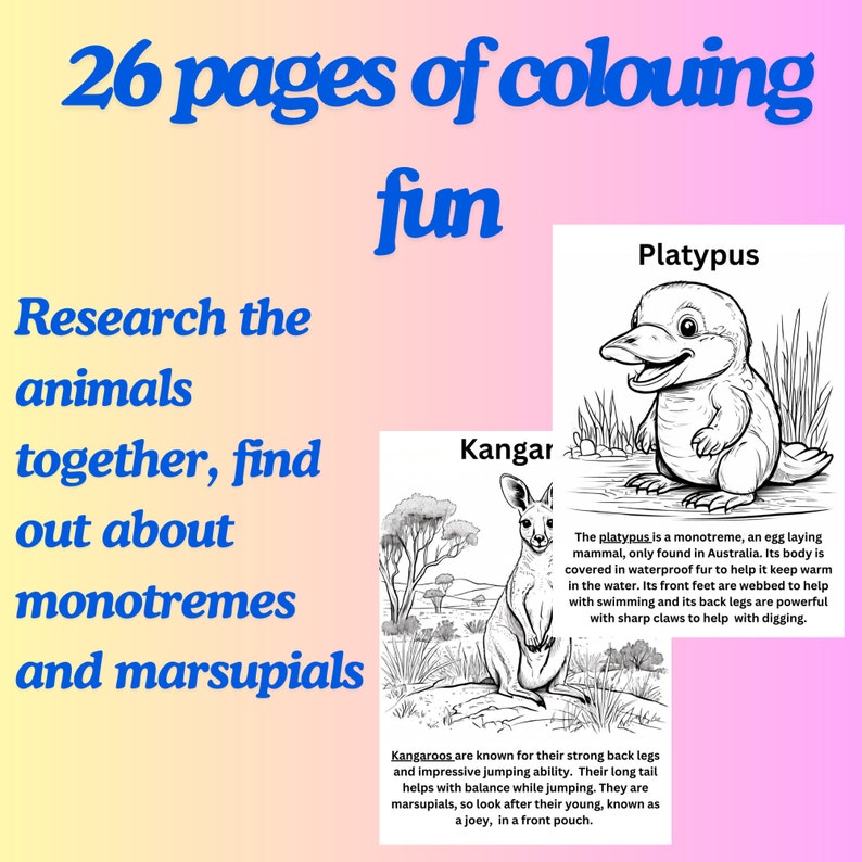 Printable A to Z Australian Animals Coloring Book | Educational Fun ...
