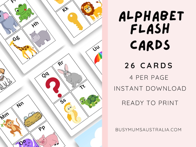 26 ABC Flash Cards, Educational Cards, A-Z Cards, Learn Abcs, Alphabet ...