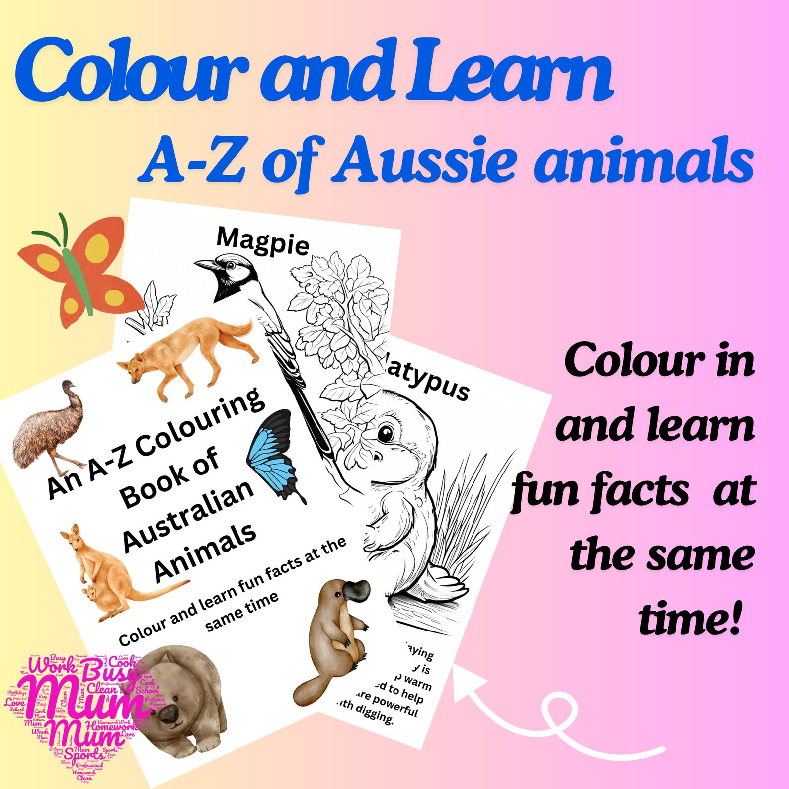 Printable A to Z Australian Animals Coloring Book | Educational Fun ...