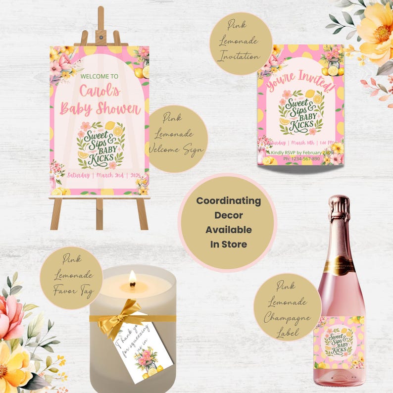 Pink Lemonade Baby Shower Invitation, Editable Template Girl Baby ...