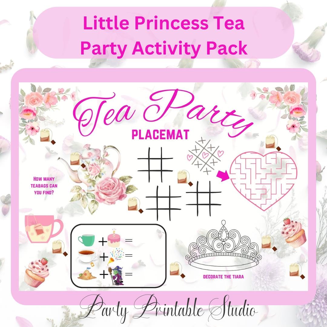 Kids Tea Party Activity & Coloring Sheet, Tea Party Games, Princess ...